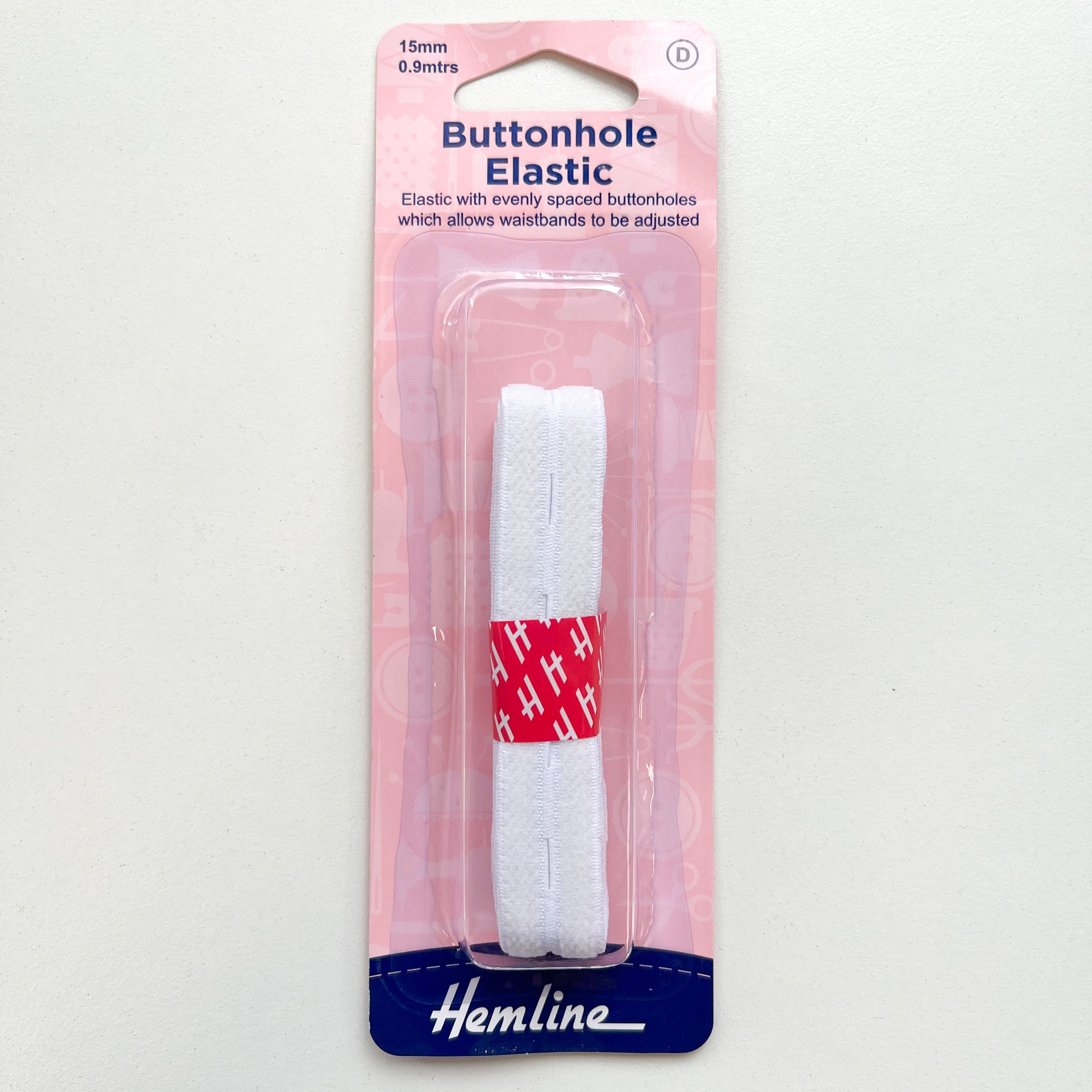 Hemline - Buttonhole Elastic - White - 15mm x 90cm – Sewing Gem