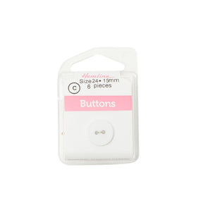 Hemline - White Buttons - 15mm – Sewing Gem